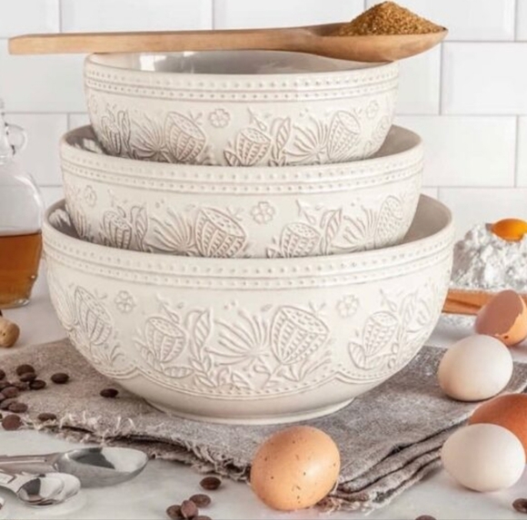 Over and Back | Kitchen | Over And Back Harvest 3 Piece Bowl Set Ivory ...